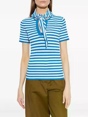 Max Mara Striped Tie-neck T-shirt