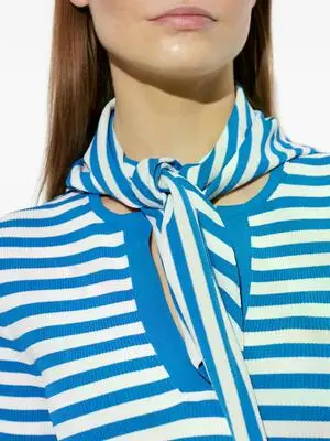 Max Mara Striped Tie-neck T-shirt