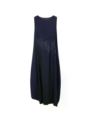 MARIA CALDERARA Sleeveless Paint-splatter Dress - Blue