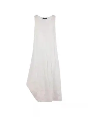 MARIA CALDERARA Crinkled Asymmetric Hem Dress - White