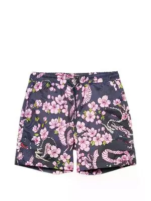 MAHARISHI Floral Dragon Swim Shorts - Blue