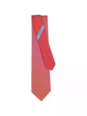 FERRAGAMO Gancini Print Tie - Red