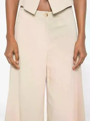VICOLO Beige Wide Leg Curved Hem Trousers