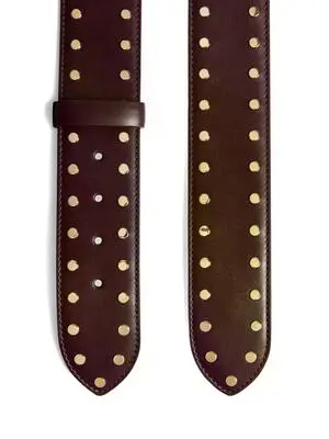 Khaite Theo Waist Belt In Bordeaux Leather With Gold Studs - Red