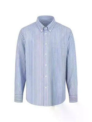 PAOLO PECORA Vertical-stripe Button-down Shirt - Blue