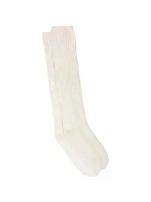 LA ROSE Cable-knit Over-the-knee Socks - Neutrals