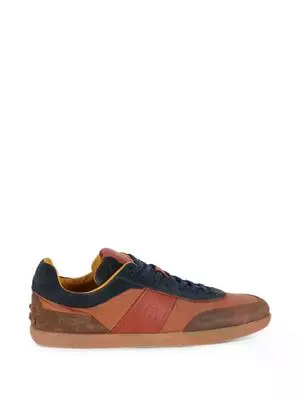 TOD'S Gommino Detail Suede Panelled Sneakers - Orange