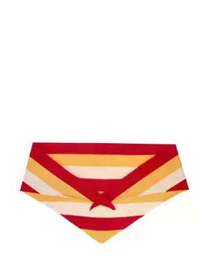 LA ROSE Striped Triangular Scarf - Red