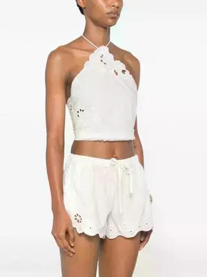 SIR. Klara Floral-embroidered Halterneck Top