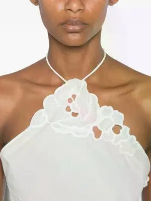 SIR. Klara Floral-embroidered Halterneck Top