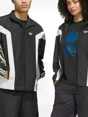 Adidas Originals Embroidered Side Stripe Windbreaker - Black