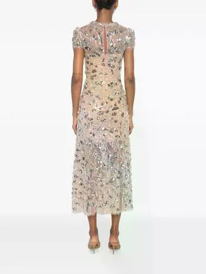 SELF-PORTRAIT Sequin-embellished Midi Dress With Crystal Neckline