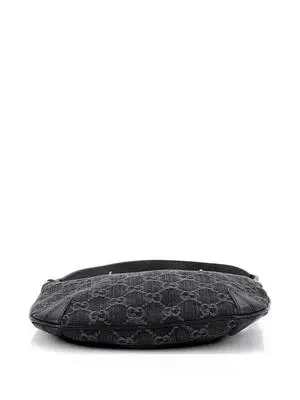 Gucci Horsebit Slim Gg Denim Shoulder Bag With Leather Accents