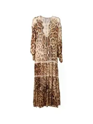 Ermanno Scervino Leopard-print Lace-trimmed Maxi Dress - Neutrals