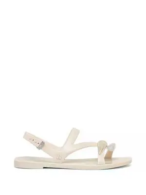 Melissa Embellished Buckled Slingback Sandals - Neutrals