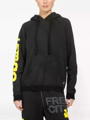 FREECITY Graphic Print Hoodie - Black