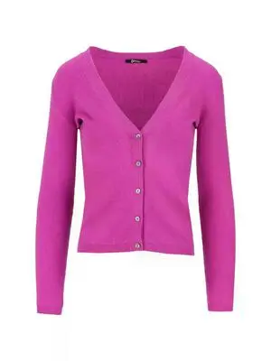 LA ROSE V-neck Button-up Cardigan - Pink