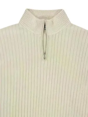 Balenciaga Ribbed Knit Logo Print Quarter-zip Sweater