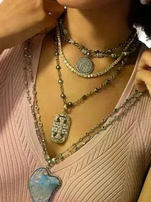 SYLVA & CIE 18kt White Gold Beaded Opal Necklace