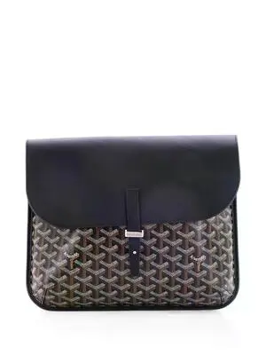 Goyard Coursier Messenger Bag In Coated Canvas And Leather - Black