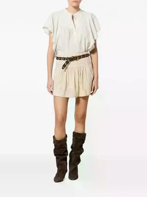 MARANT ETOILE Ruffled-sleeve Pom-pom Trim Blouse
