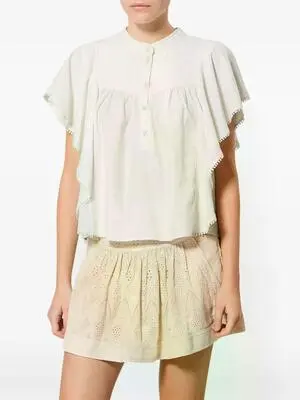 MARANT ETOILE Ruffled-sleeve Pom-pom Trim Blouse