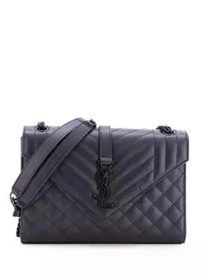 Saint Laurent Monogram Envelope Satchel Shoulder Bag - Black