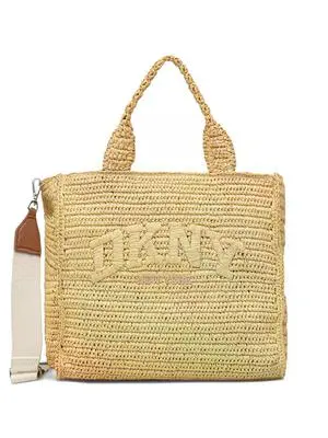 Dkny Logo Embroidered Woven Tote Bag