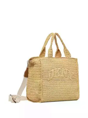 Dkny Logo Embroidered Woven Tote Bag