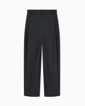 Giorgio Armani Wool Cashmere Flannel Trousers With Wide Side Pleats