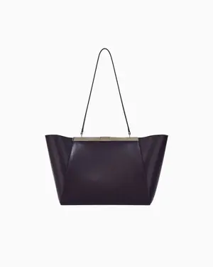 Giorgio Armani Leather Shoulder Bag With Split Leather Lining - Brown