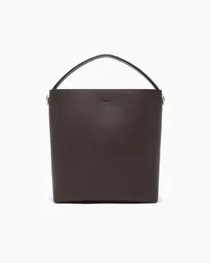 Giorgio Armani Leather Shoulder Bag With Split Leather Lining - Brown