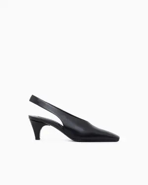 Giorgio Armani Slingback Leather Pumps - Black