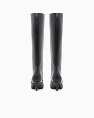Giorgio Armani Boot In Leather With A Leather Sole