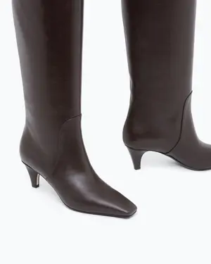 Giorgio Armani Knee High Boots In Leather - Brown