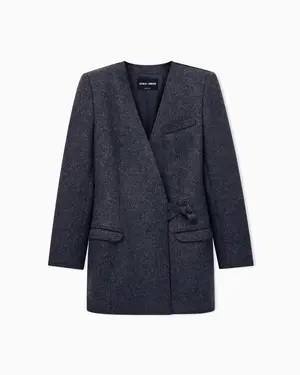 Giorgio Armani Blazer In Wool Flannel With Side Knot Closure