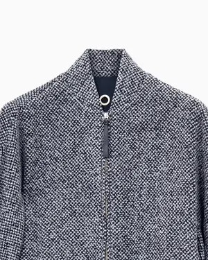 Giorgio Armani Bouclé-effect Cashmere And Silk Zip Caban Coat