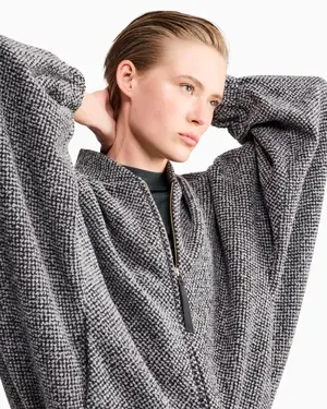 Giorgio Armani Bouclé-effect Cashmere And Silk Zip Caban Coat