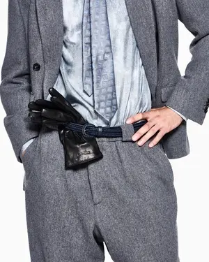 Giorgio Armani Oversized Wool And Cashmere Trousers With Denim Effect