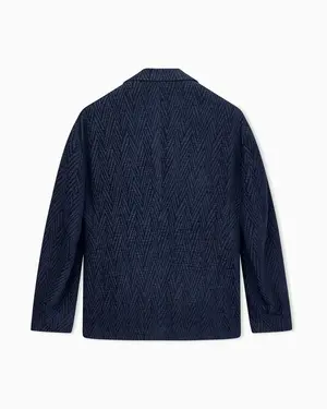 Giorgio Armani Blazer Regular Fit With Silk And Chenille Macro Chevron