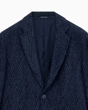 Giorgio Armani Blazer Regular Fit With Silk And Chenille Macro Chevron