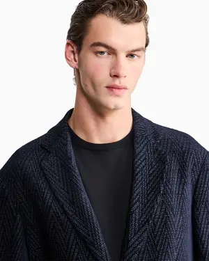 Giorgio Armani Blazer Regular Fit With Silk And Chenille Macro Chevron