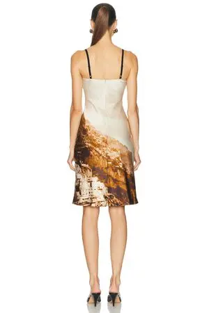Staud Evangeline Silk Dress In Brown