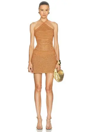 Retrofete Florentina Dress In Brown - Metallic Rust