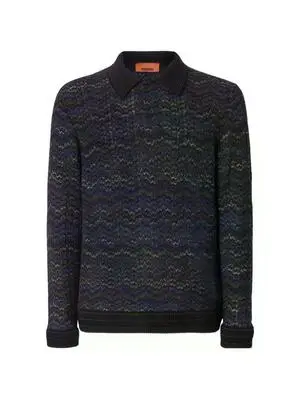 Missoni Long-sleeve Cashmere And Viscose Polo Shirt - Blue