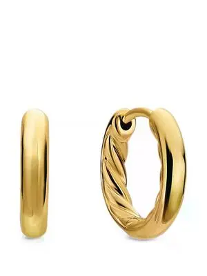 David Yurman Mercer Huggie Twisted Hoop Earrings In 18k Yellow