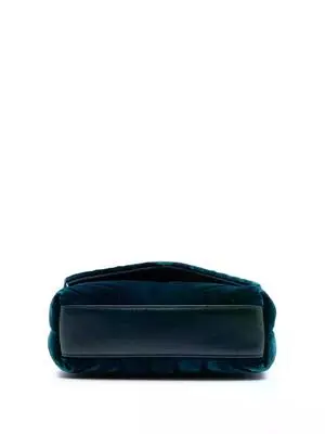 Saint Laurent Small Matelassé Velvet Monogram Loulou Shoulder Bag - Blue