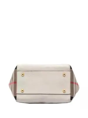 Burberry Small Leather And House Check Canvas Canterbury Tote Bag