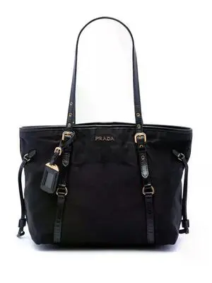 Prada Tessuto Logo Tote Bag - Black