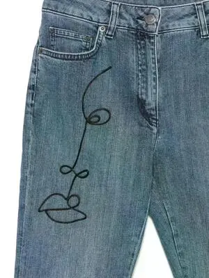 Moschino Embroidered Zip-cuff Jeans